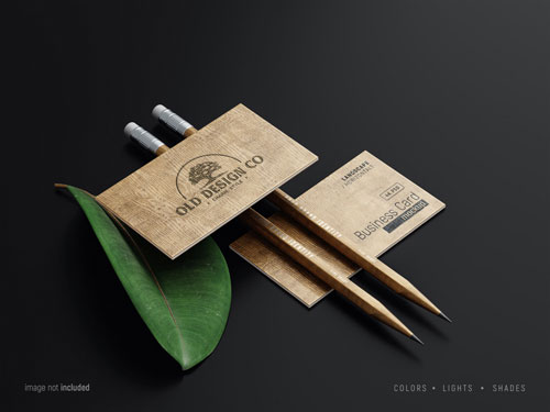 PSD horizontal business cards mockup scene with wood texture vol 2 ...